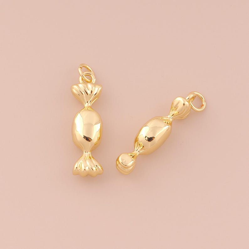 18K Gold Filled Candy Pendant Gold Candy Wrap Charms Candy Charm for ...