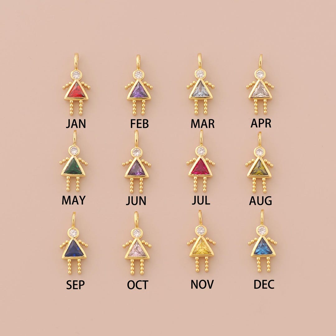 18K Gold Filled Birthstone Pendant Gold Month Charms CZ Girl Charm for ...