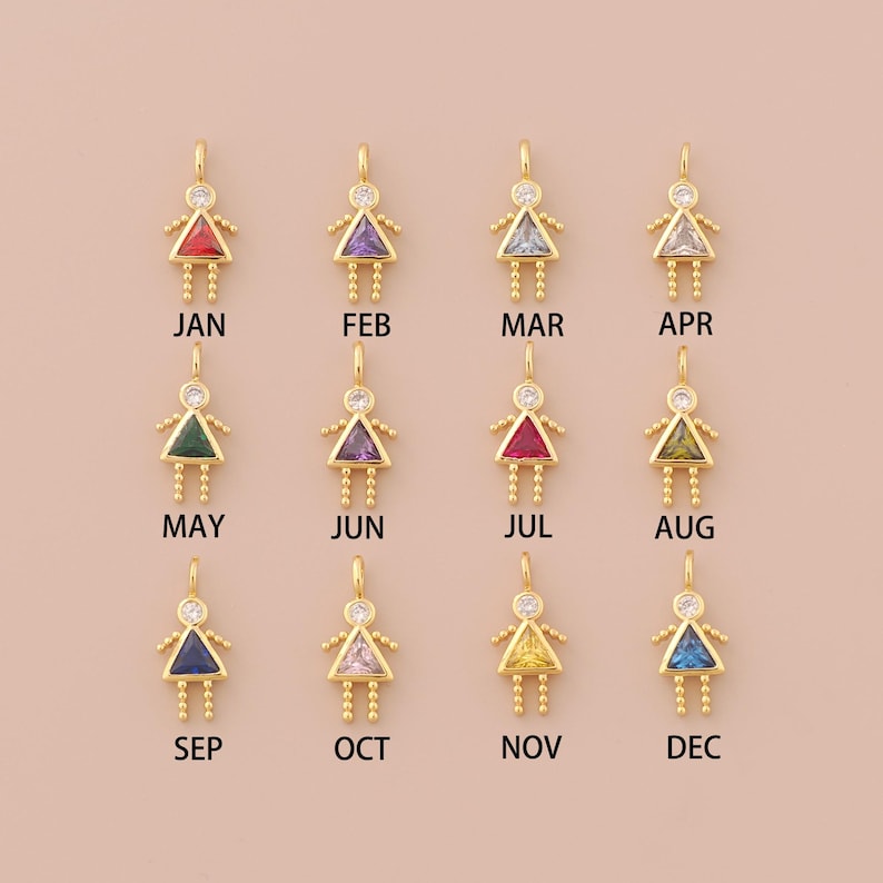 18K Gold Filled Birthstone Pendant Gold Month Charms CZ Girl Charm for ...
