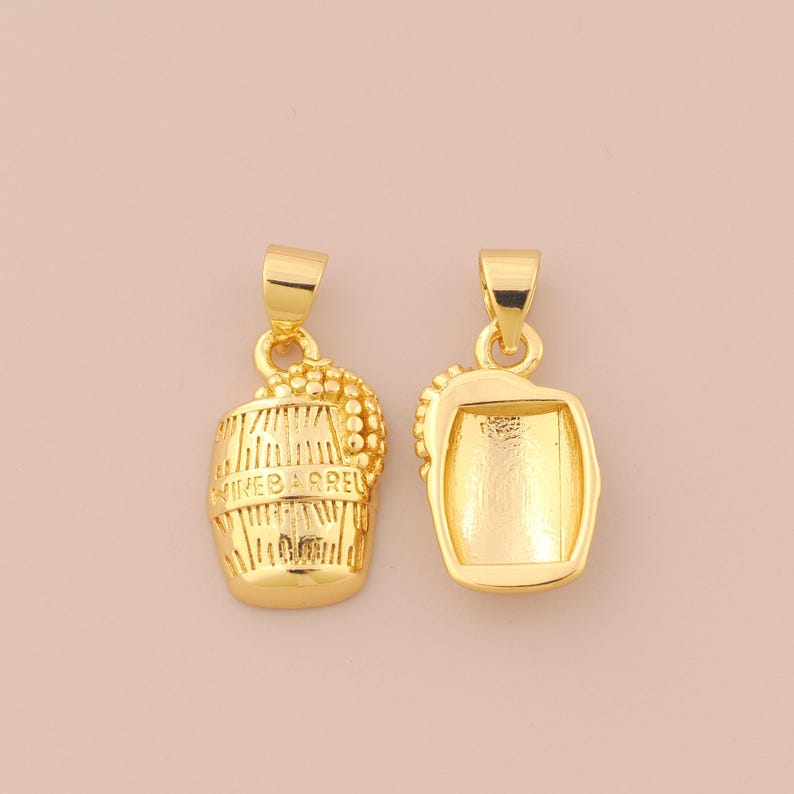 18K Gold Filled Wine Barrel Pendant Gold Wine Barrel Charms Wine Barrel ...