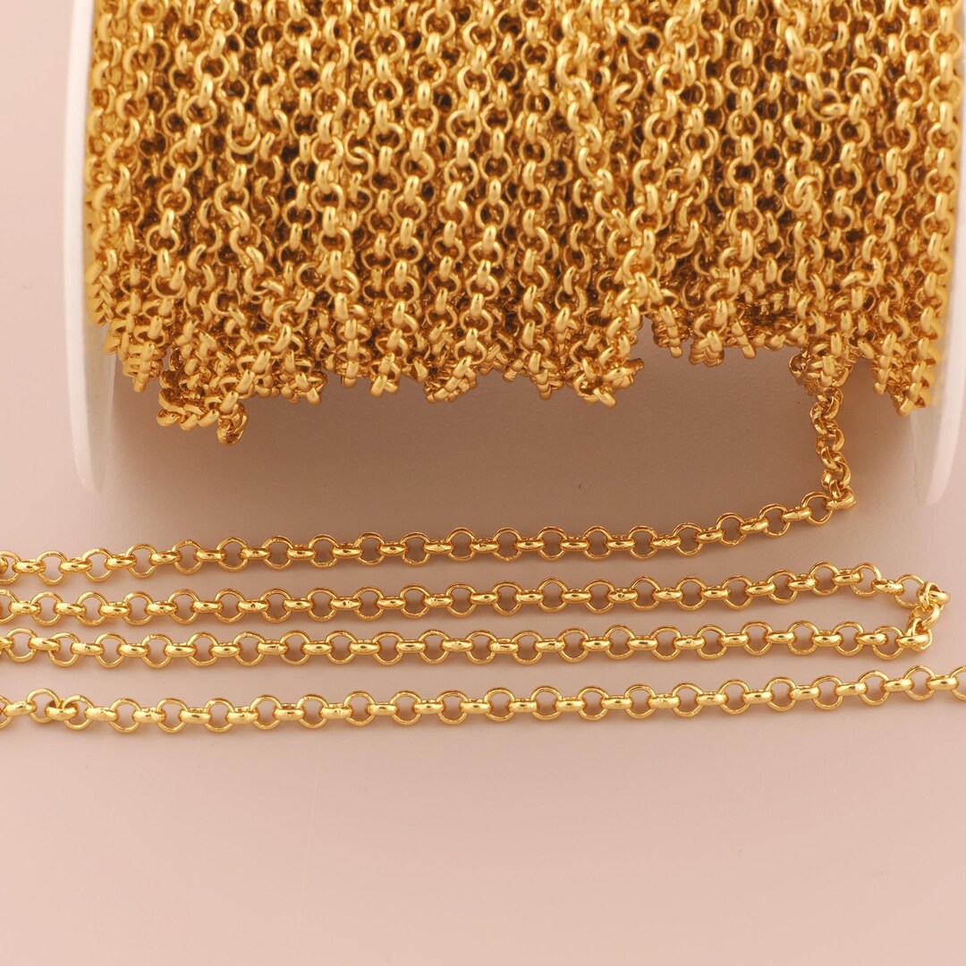 18K Gold Filled Rolo Chains Gold Semi-finished Chains Special Chains ...