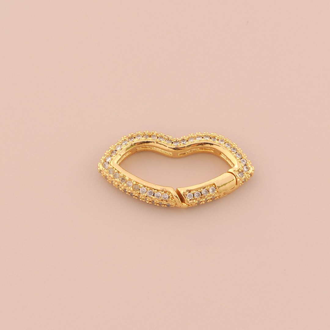 18K Gold Filled Push Door Clasp Gold Snap Clasp Lips Clasp for DIY ...
