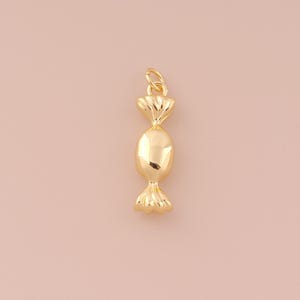 18K Gold Filled Candy Pendant Gold Candy Wrap Charms Candy Charm for ...