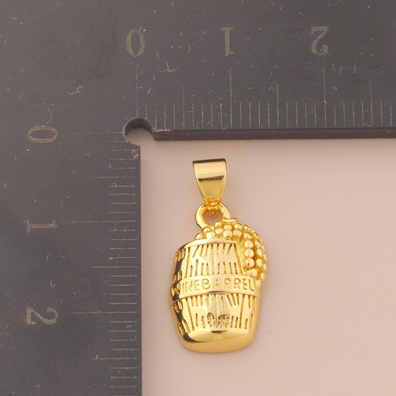 18K Gold Filled Wine Barrel Pendant Gold Wine Barrel Charms Wine Barrel ...