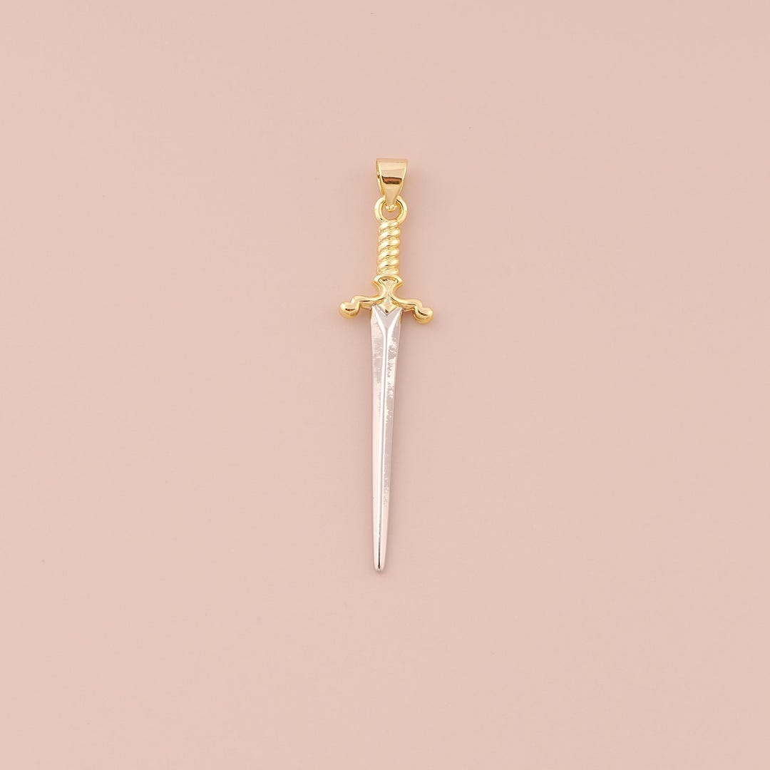18K Gold Filled Weapon Pendant Gold Sword Charms Long Sword Charm for ...