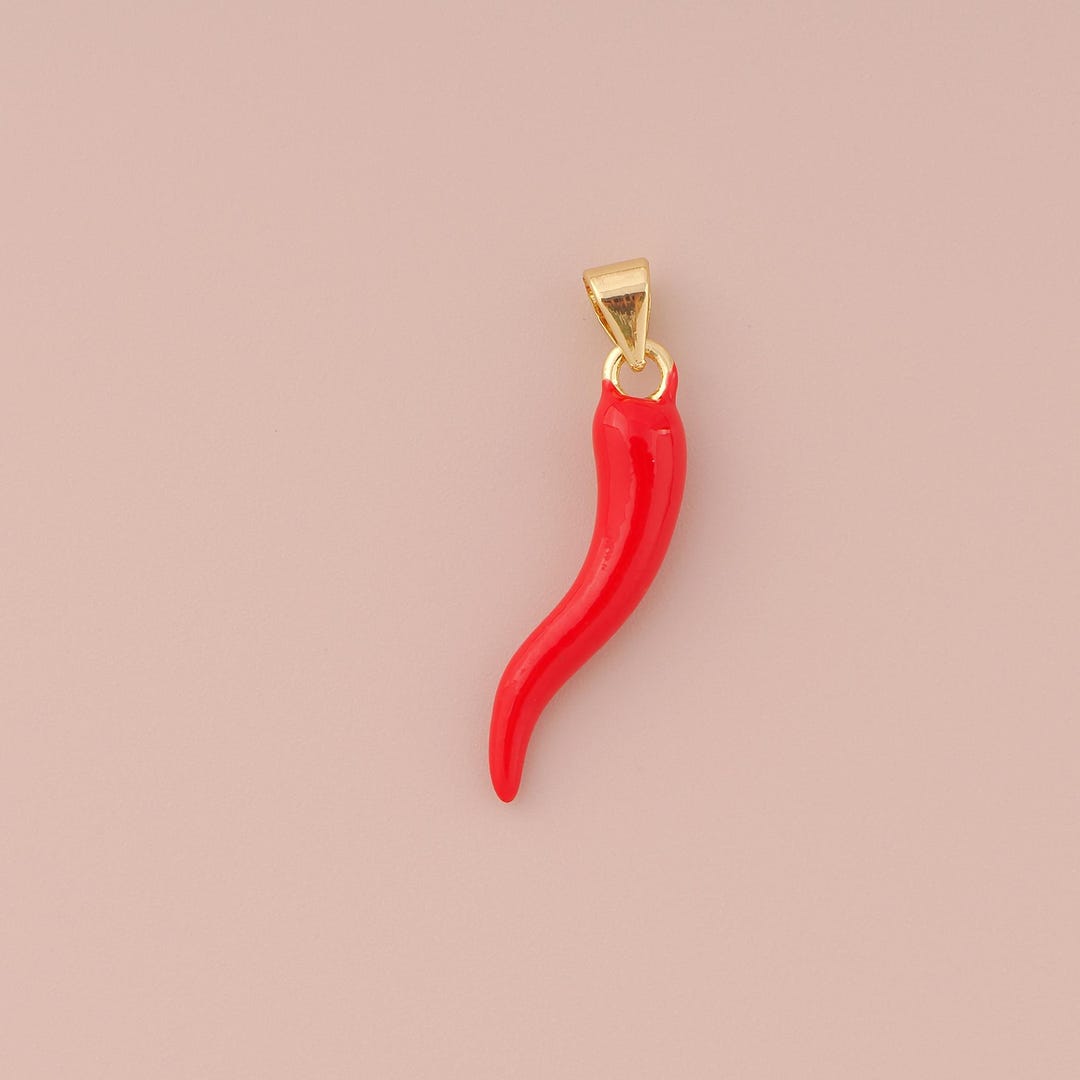 18K Gold Filled Chili Pendant Gold Chili Charms Enamel Chili Charm for ...