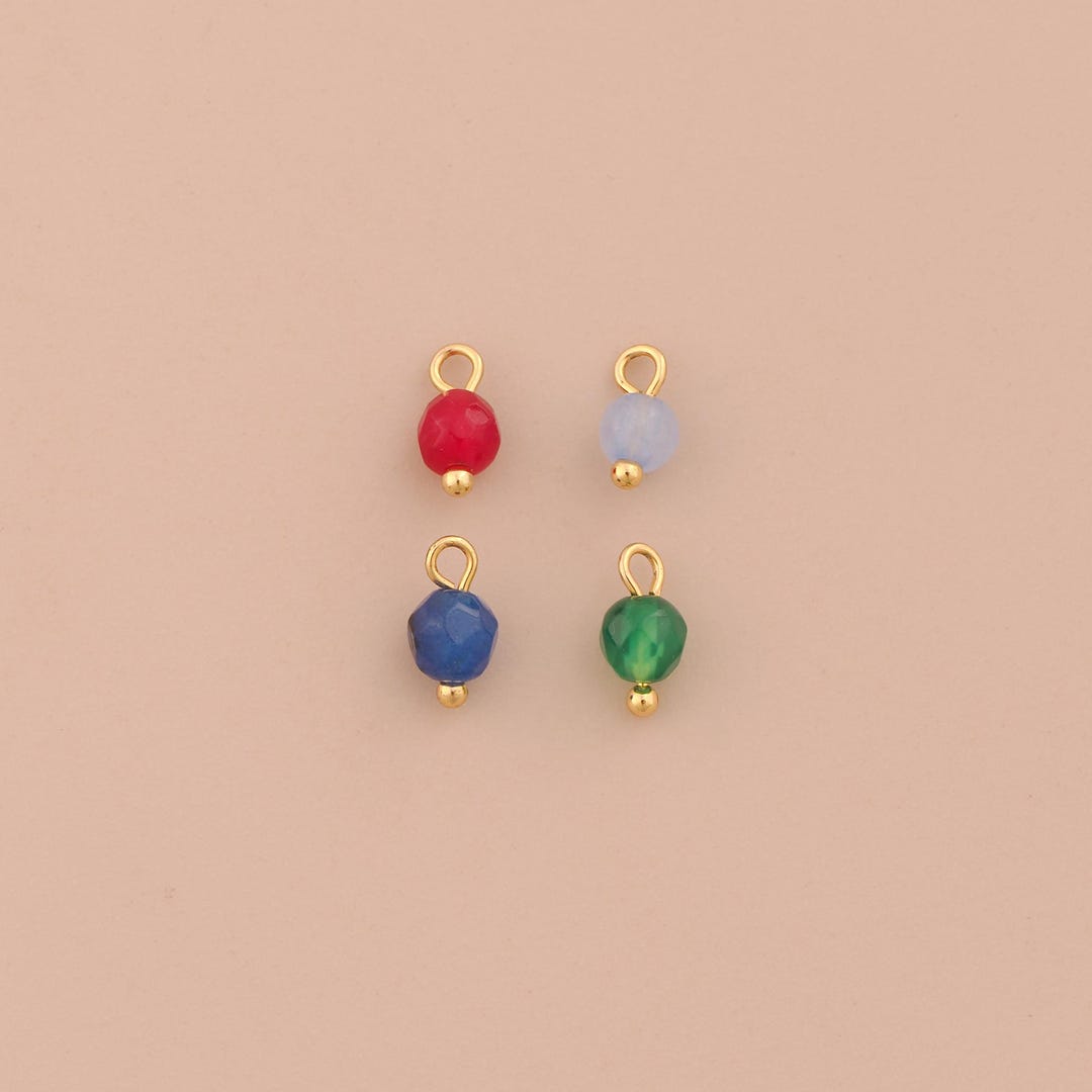 5 Pcs 18K Gold Filled Stone Pendant Energy Stone Charms Natural Stone ...