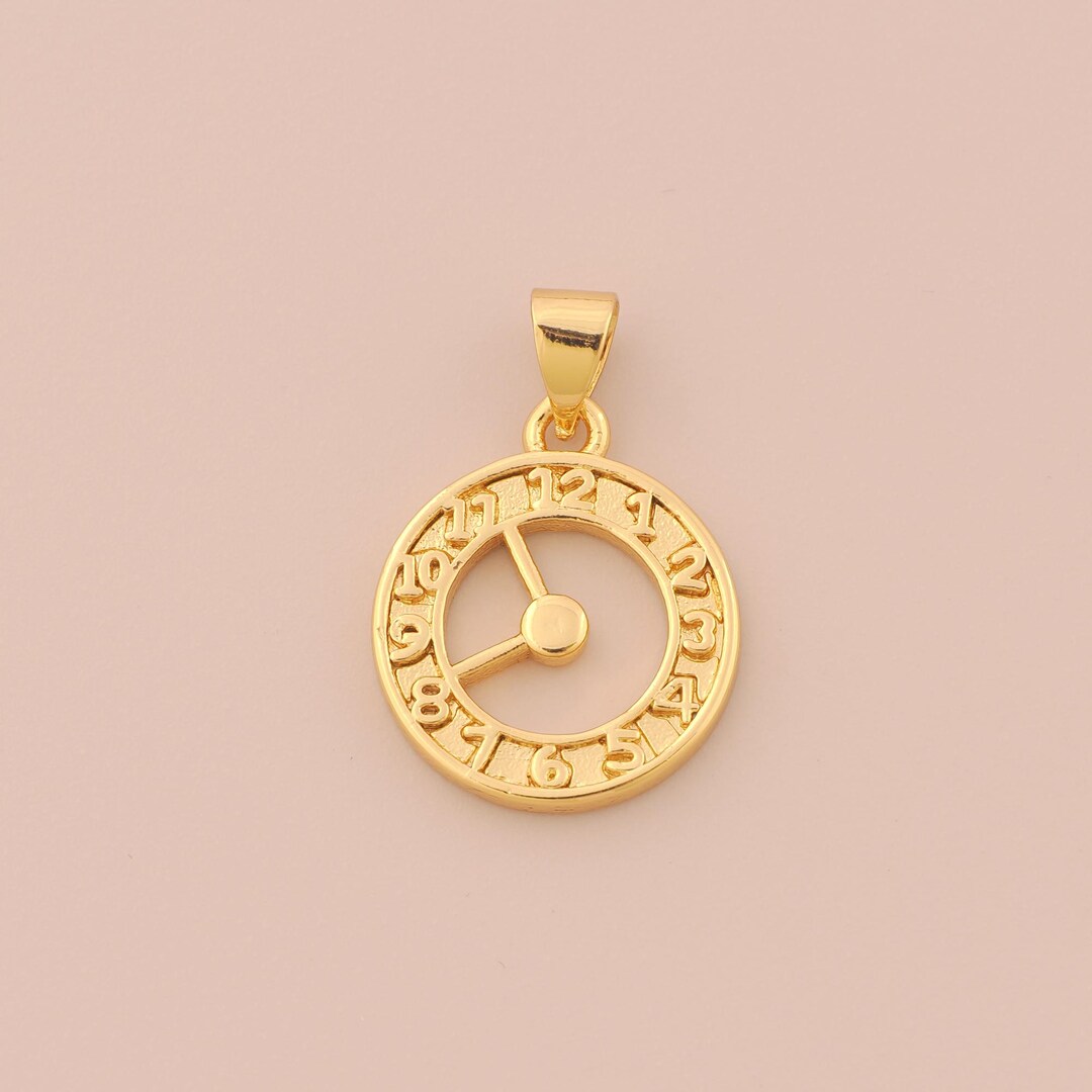 18K Gold Filled Clock Pendant Gold Clock Charms Clock Charm for DIY ...
