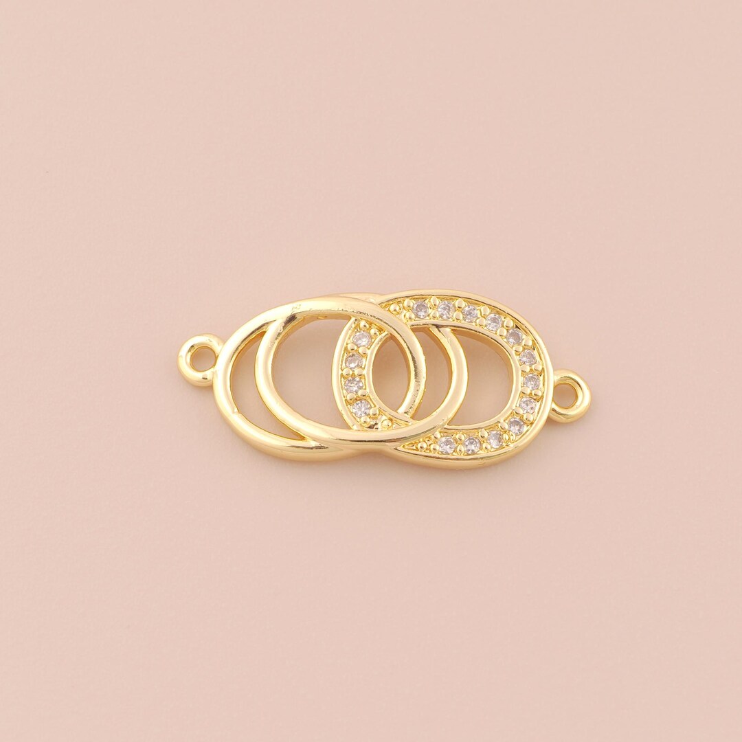 18K Gold Filled Round Connectors Gold Round Connectors CZ Round ...