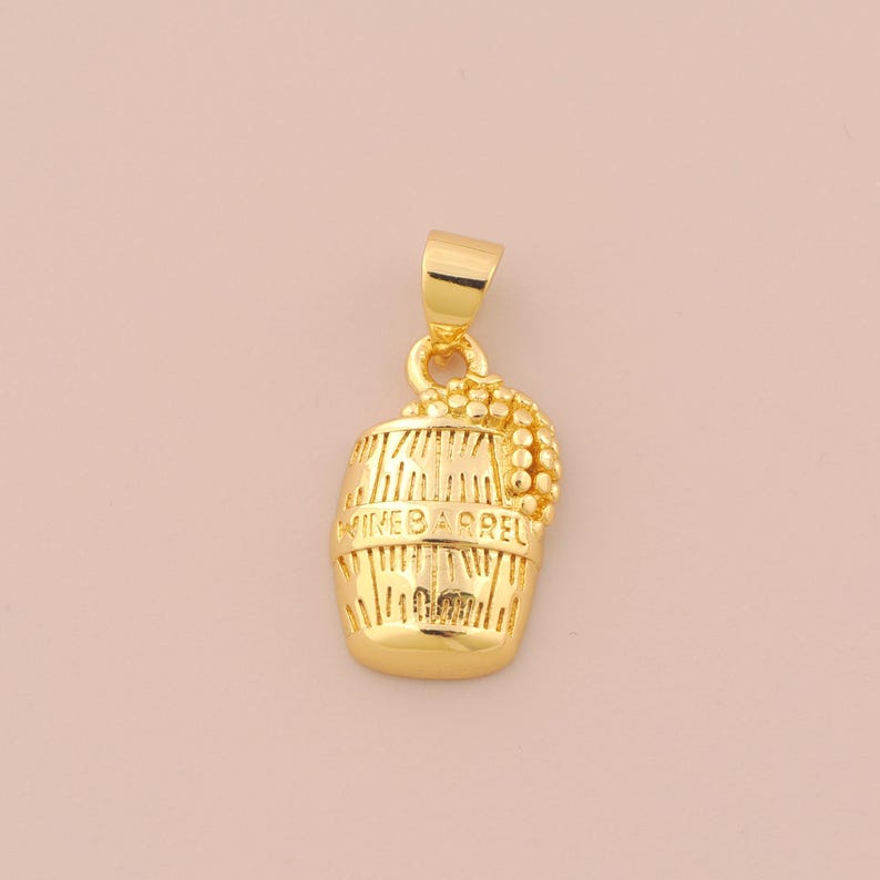 18K Gold Filled Wine Barrel Pendant Gold Wine Barrel Charms Wine Barrel ...