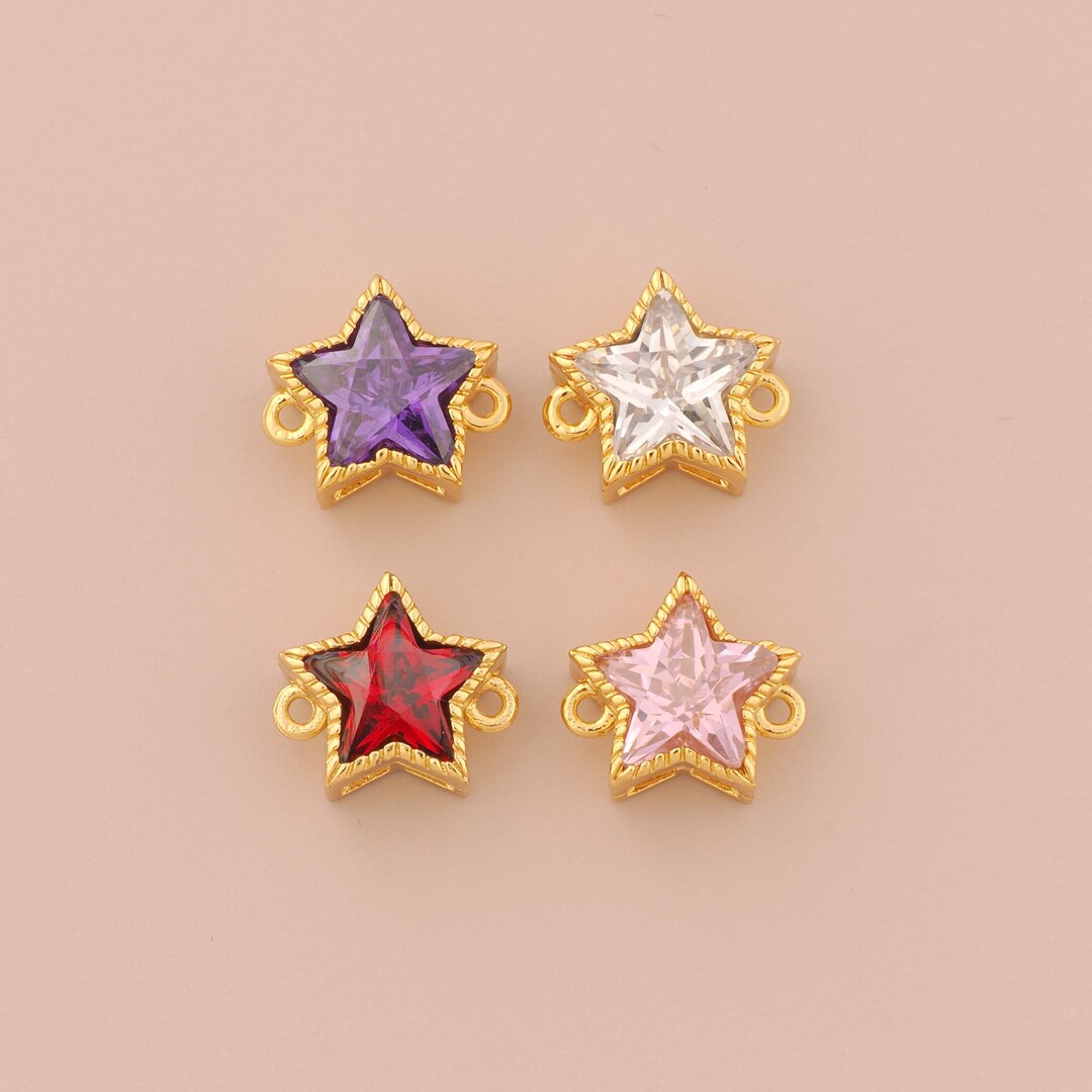 18K Gold Filled Star Connectors Gold Celestial Connectors CZ Starburst ...