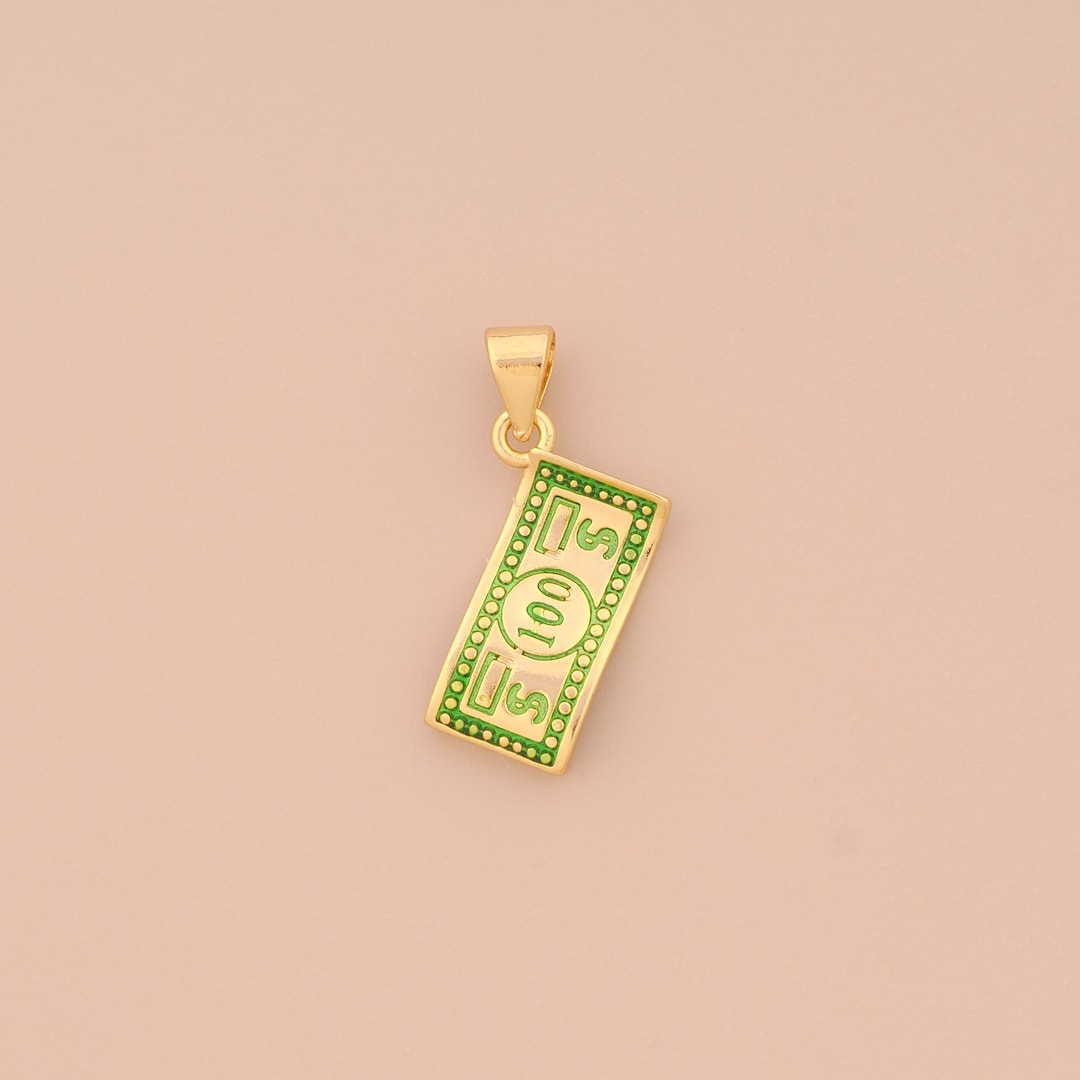18K Gold Filled Enamel Dollar Pendant Money Charms Dollar Charm for DIY ...