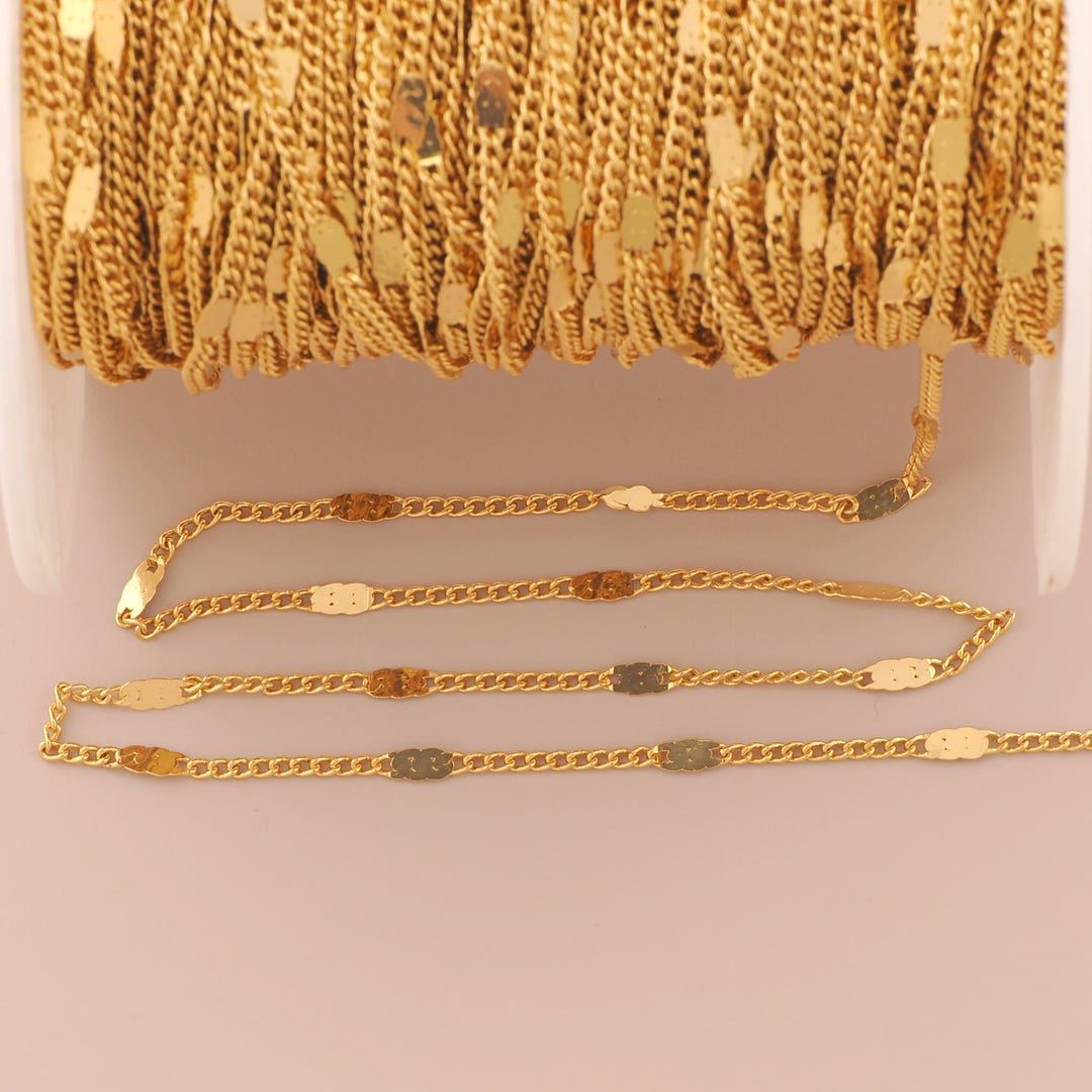 18K Gold Filled Curb Chains Gold Semi-finished Chains Special Chains ...