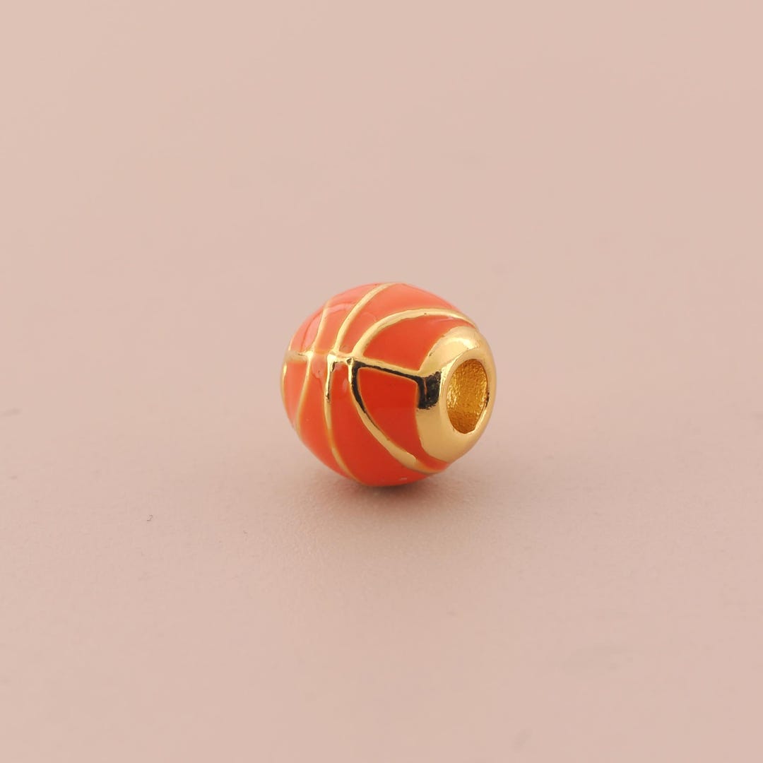 18K Gold Filled Basketball Spacer Beads Gold Round Beads Sports Beads ...