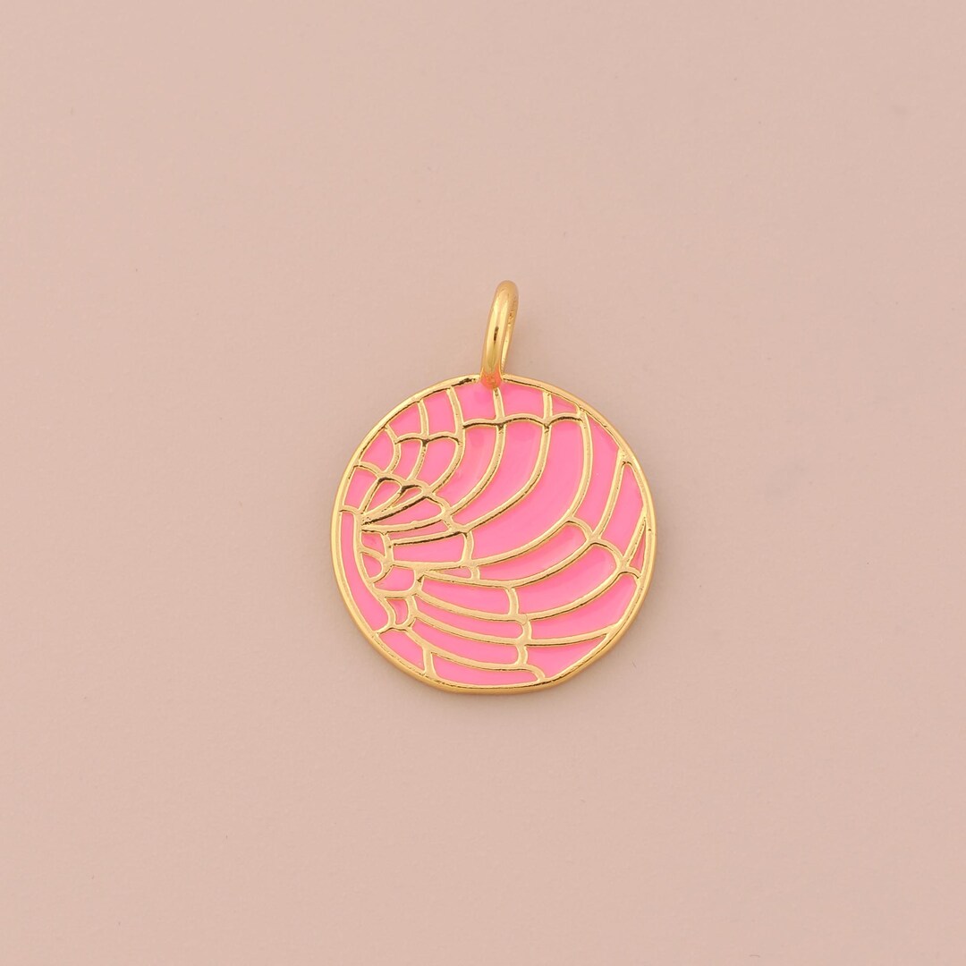 18K Gold Filled Spider Web Pendant Gold Enamel Round Charms Spider Web ...