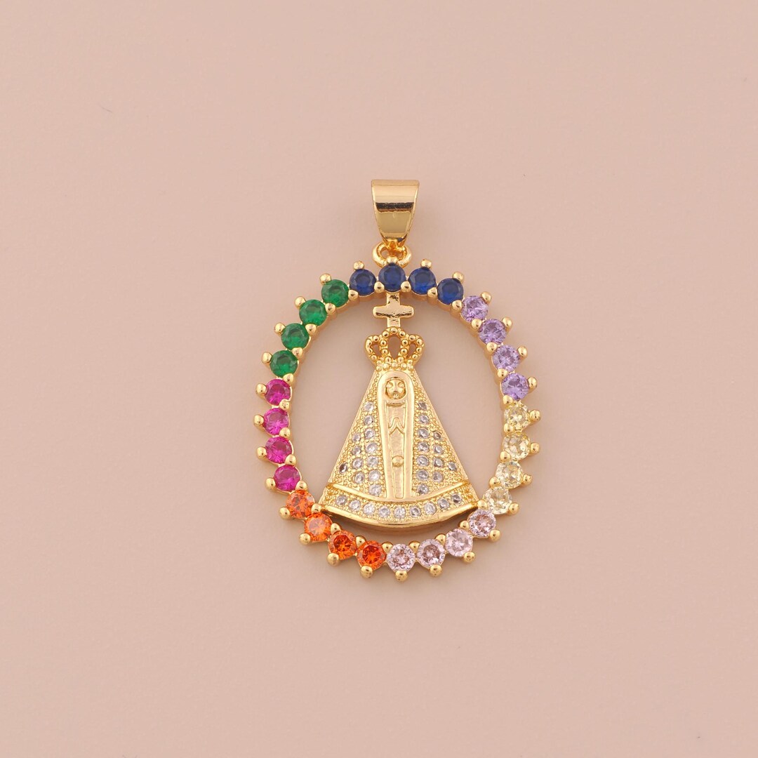 18K Gold Filled Pope Pendant Gold Religious Charms CZ Christian Charm ...
