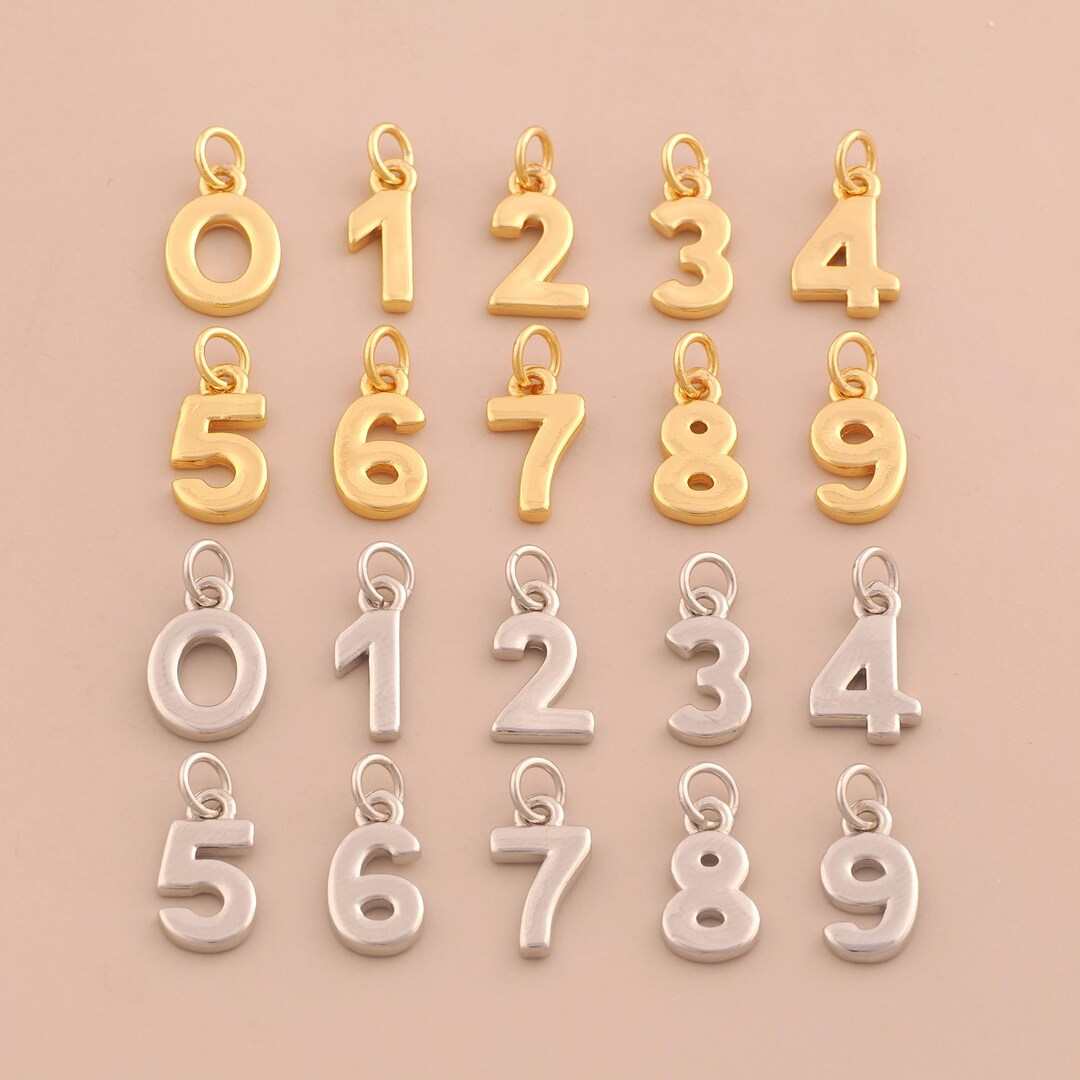 18K Gold Filled Angel Number Pendant Gold Digital Charms Number Charm ...