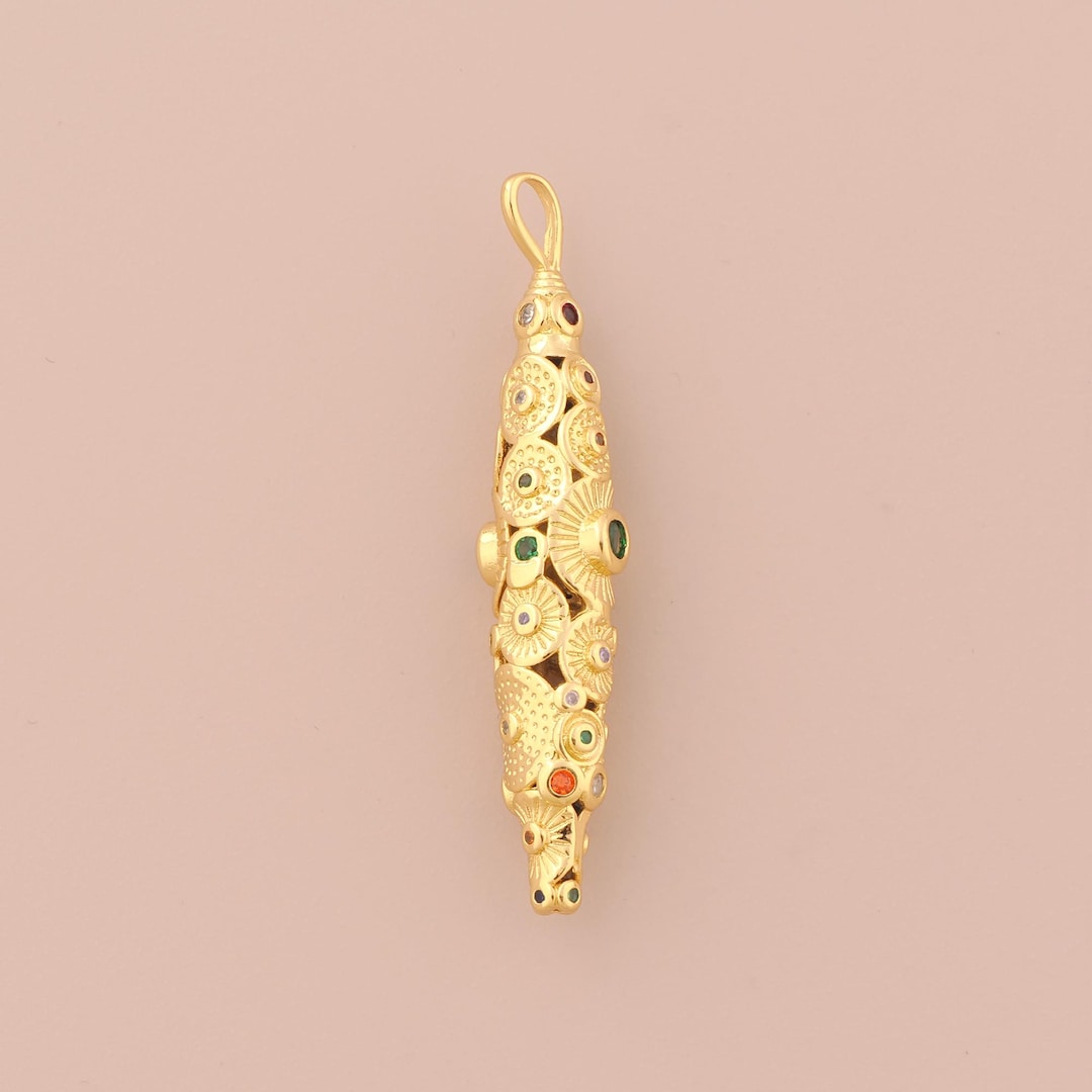 18K Gold Filled Movable 3D Articulated Fish Pendant Gold CZ Fish Charms ...