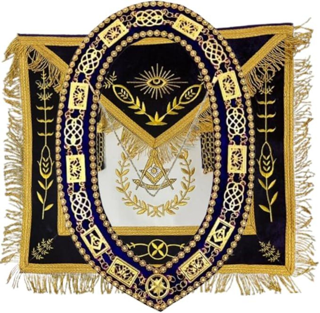 Grand Lodge Masonic Apron 100% Lambskin Leather Golden Bullion Wire ...