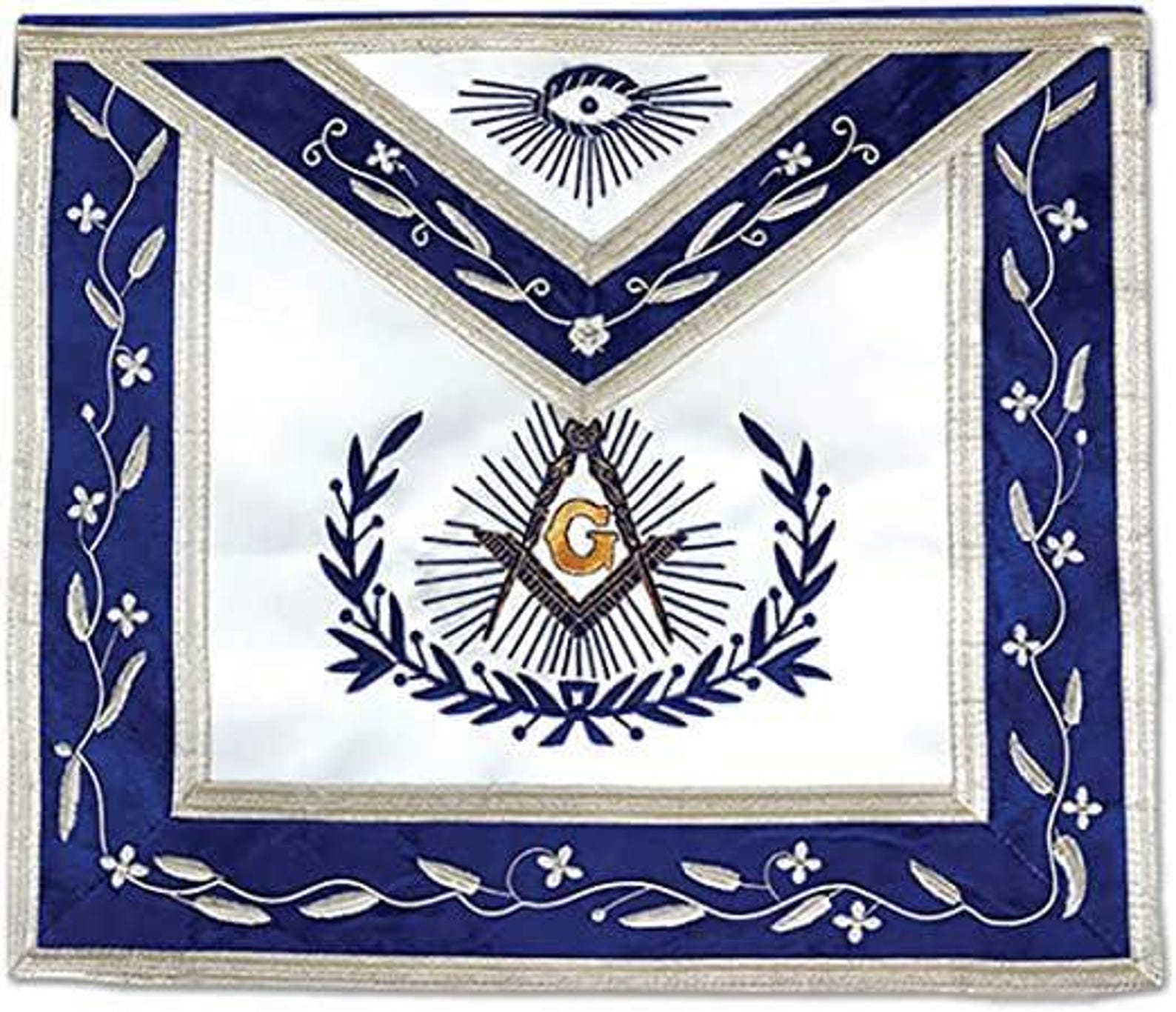 Master Mason With Embroidered Border Masonic Apron - [blue & White] - Etsy