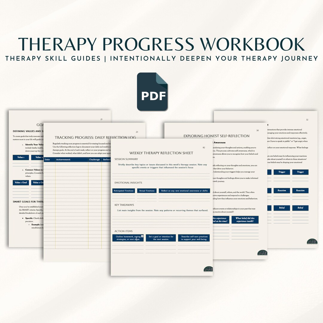 Therapy Progress Reflection Workbook Tracker, Mental Health Journal ...