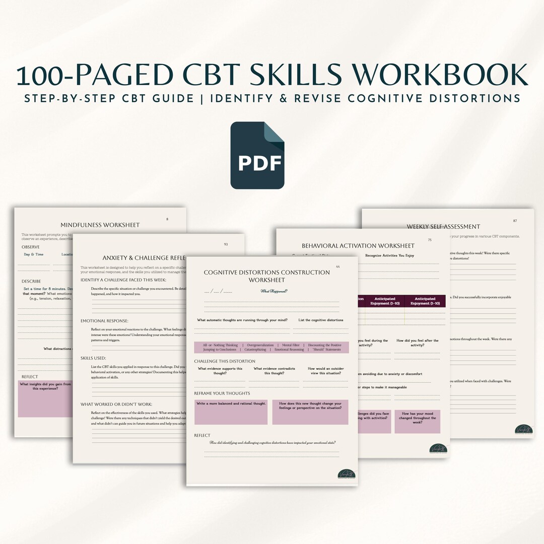 Cognitive Behavioral Therapy Workbook Self-help Exercises Template ...