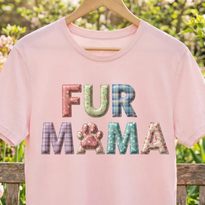 Fur Mama PNG Design: Floral Plaid Puff Print Pet Lover (digital ...