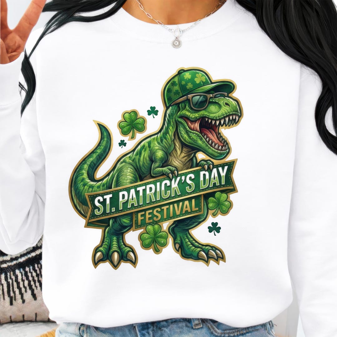Irish Fury T-rex PNG, St Patrick's Day Dinosaur Clipart (digital ...