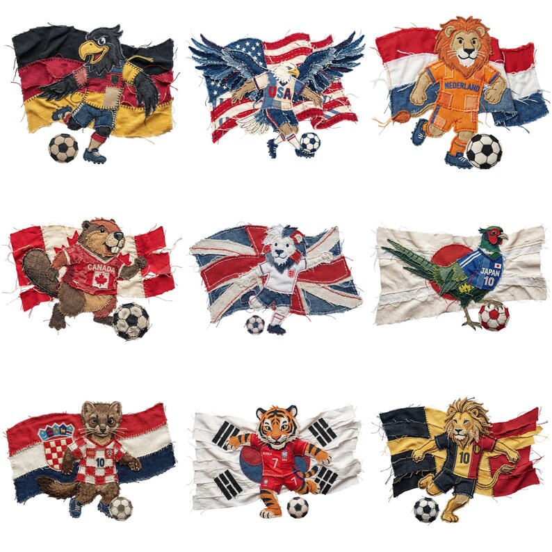48 FIFA World Cup PNG Bundle, Yarn Art Style Soccer Patchwork, World ...
