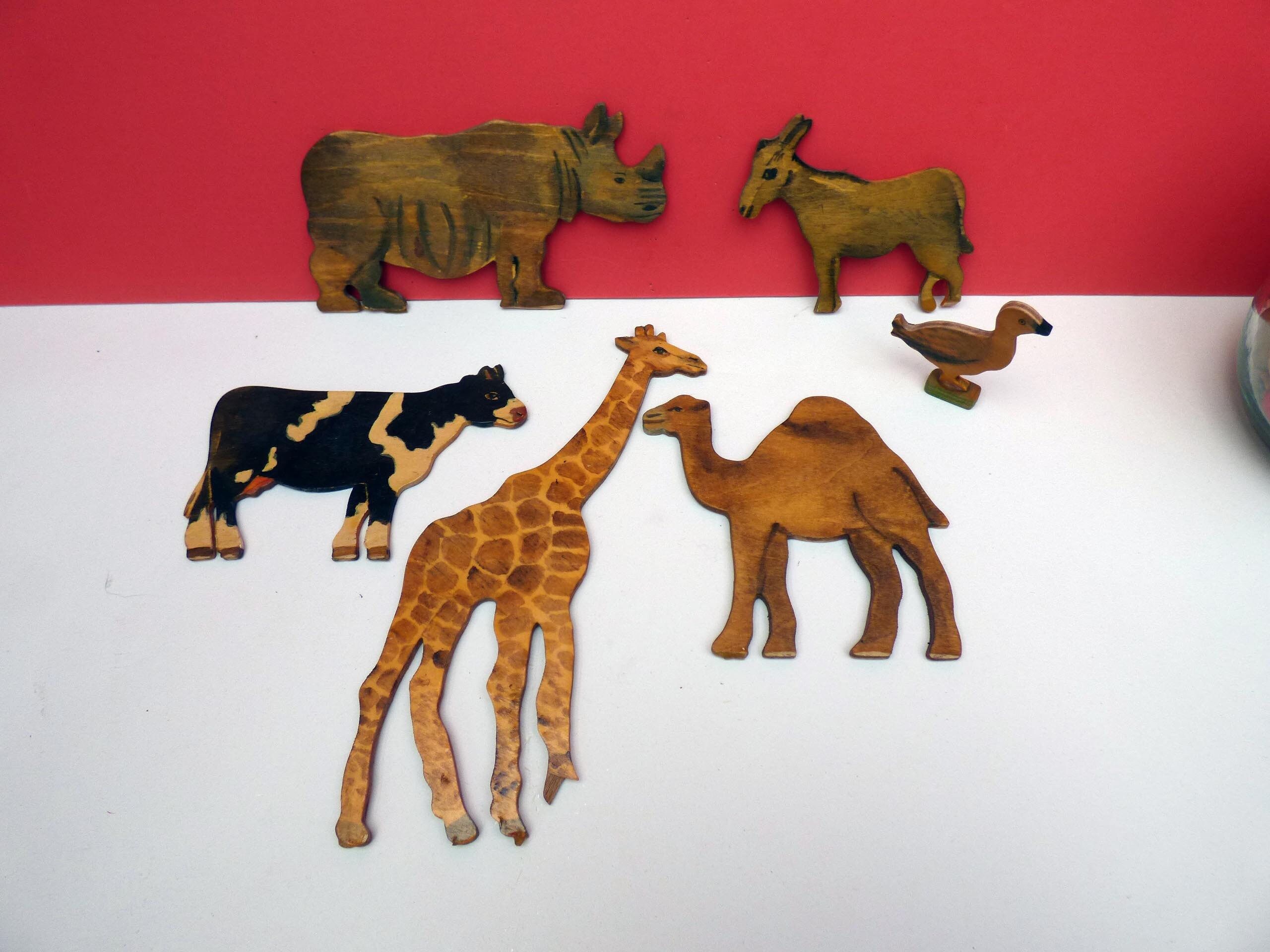 Wooden animals 1960's Vintage Wild and farm animals double sided ...