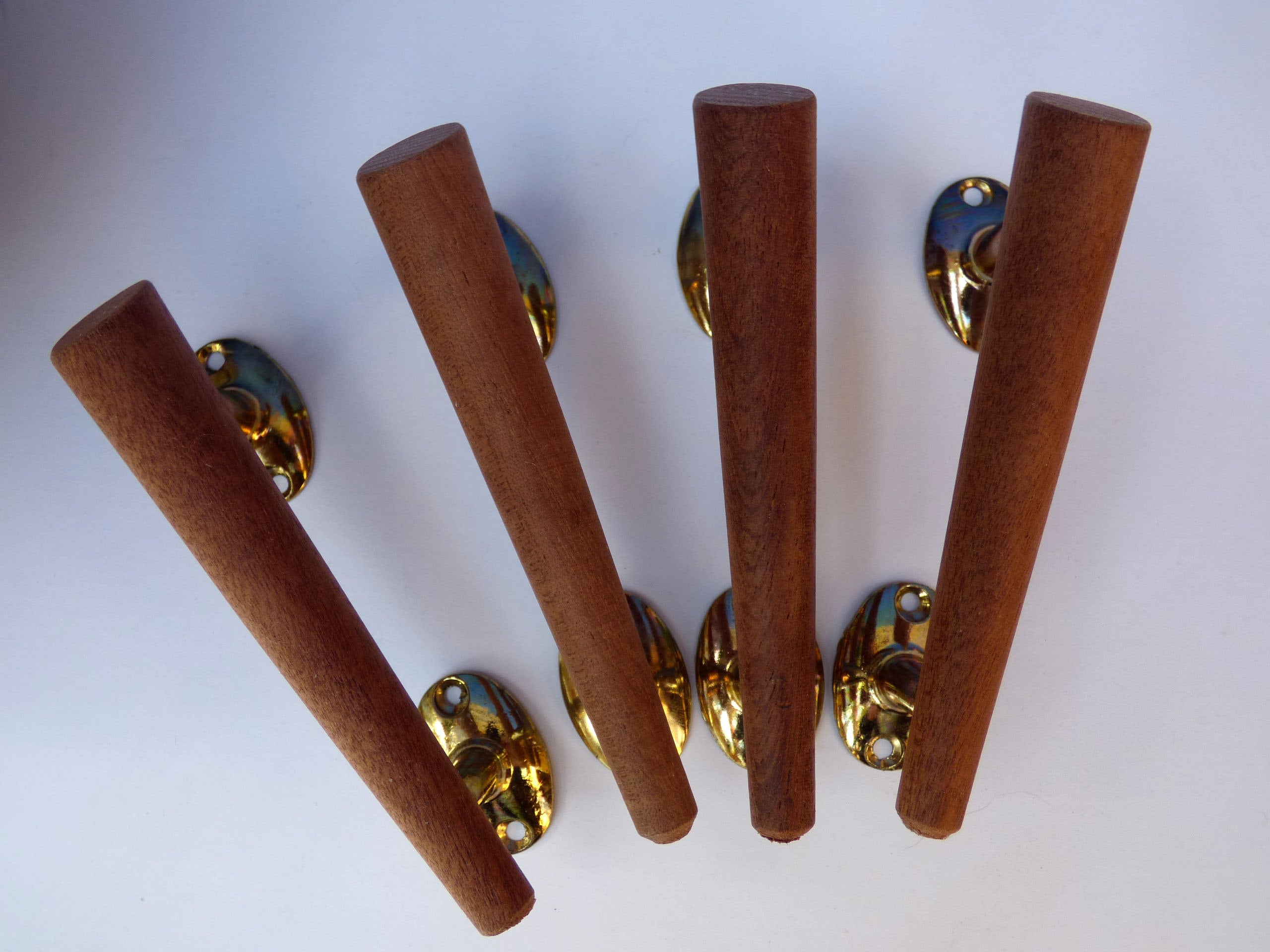 Original teak handles 60s Wilbec cupboard handles