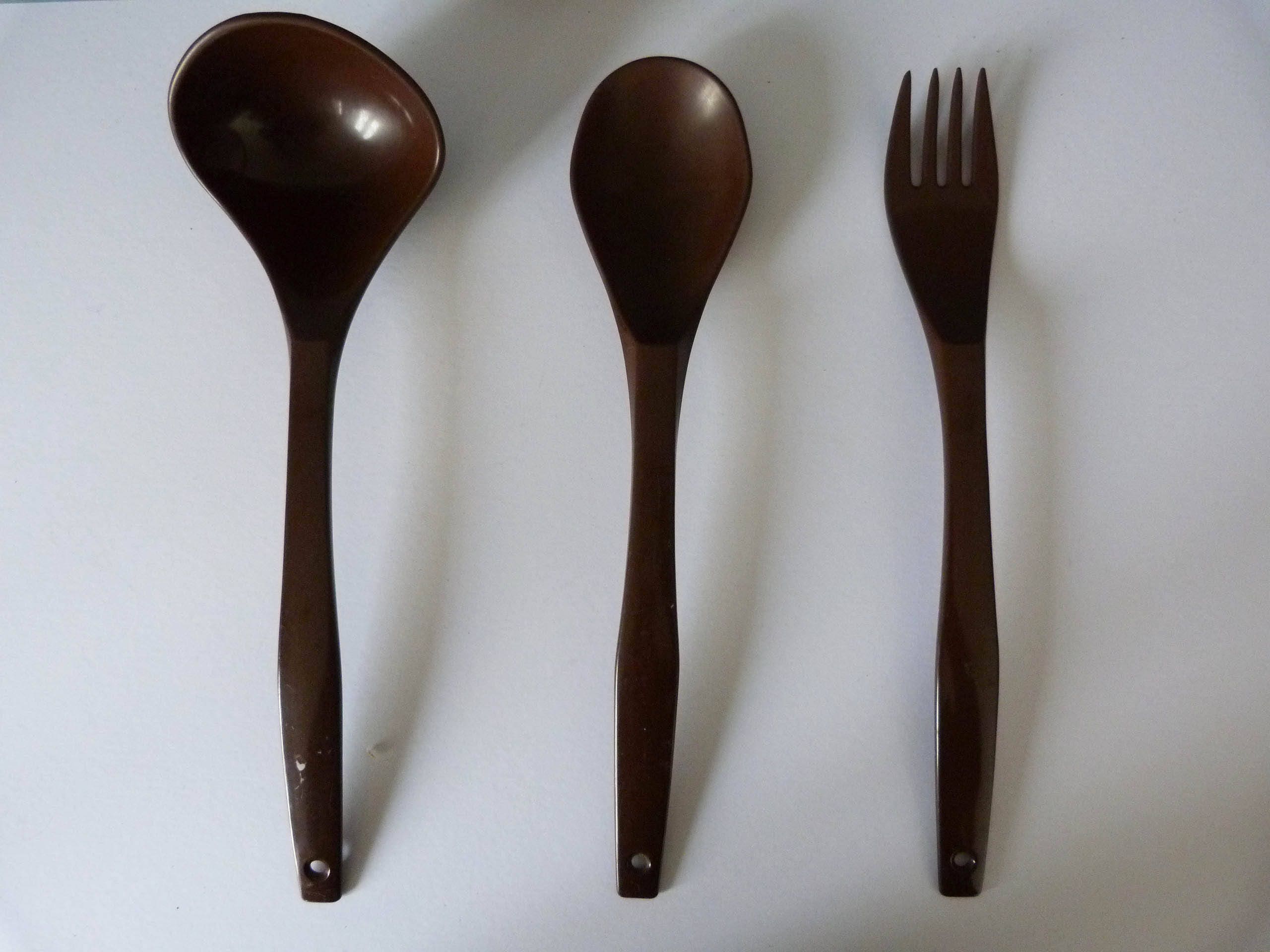 Addis kitchen utensils ladle, fork and spoon.