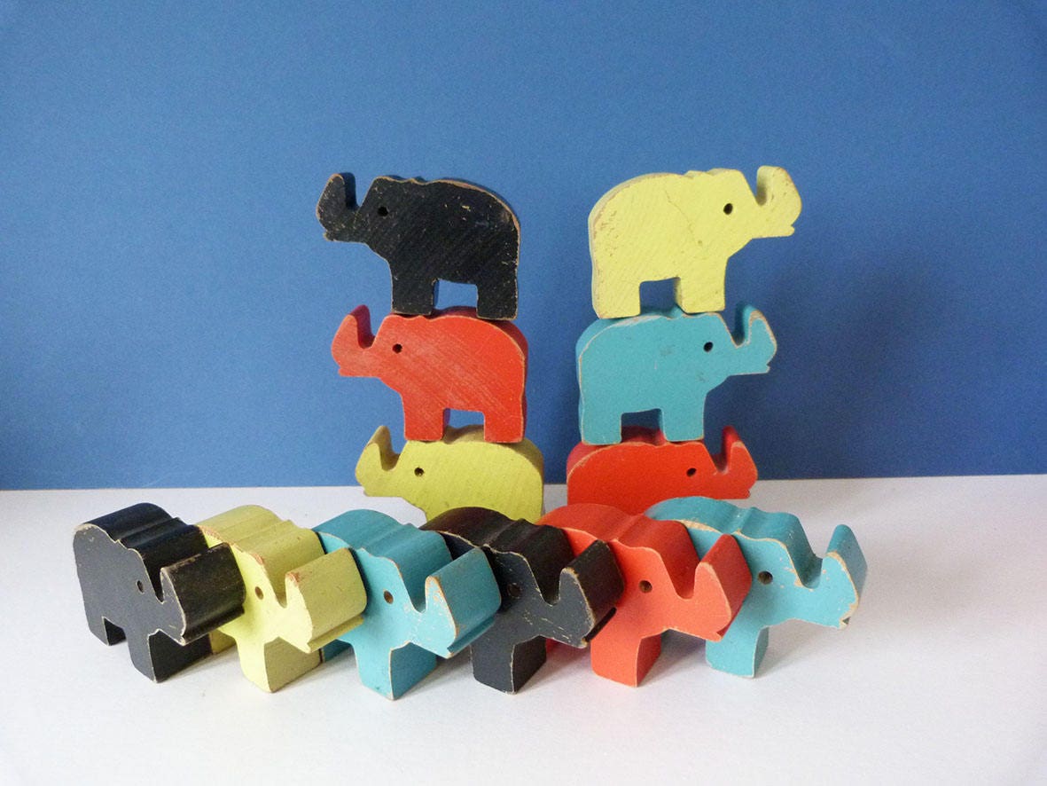 Jumbling Jumbo stacking elephant toy Abbatt toys England 1950's
