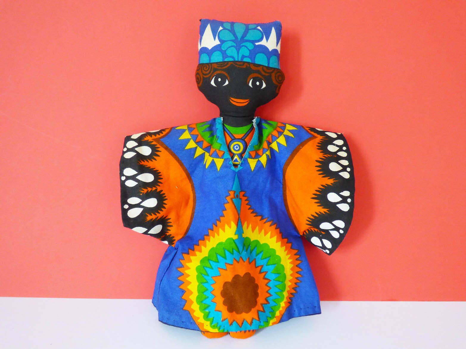 Vintage 1970's African doll cloth doll in traditional dress