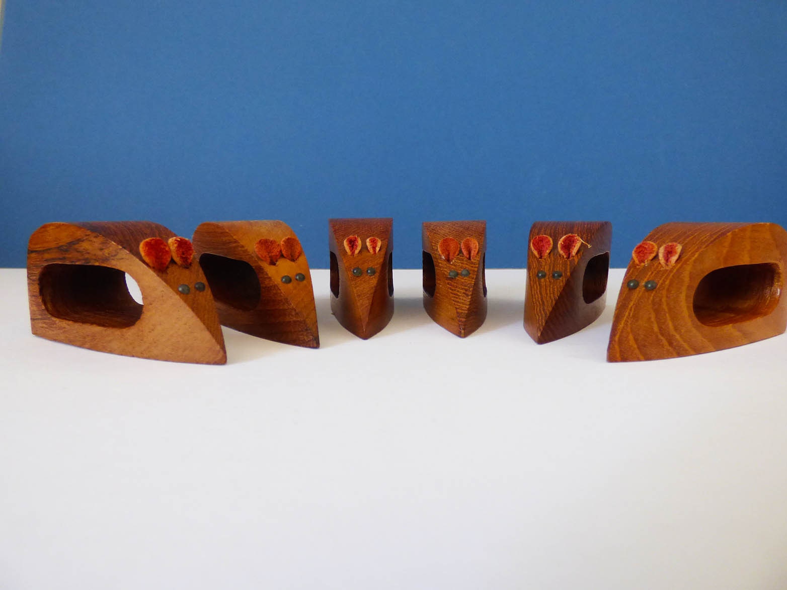 Teak Mouse Napkin Rings