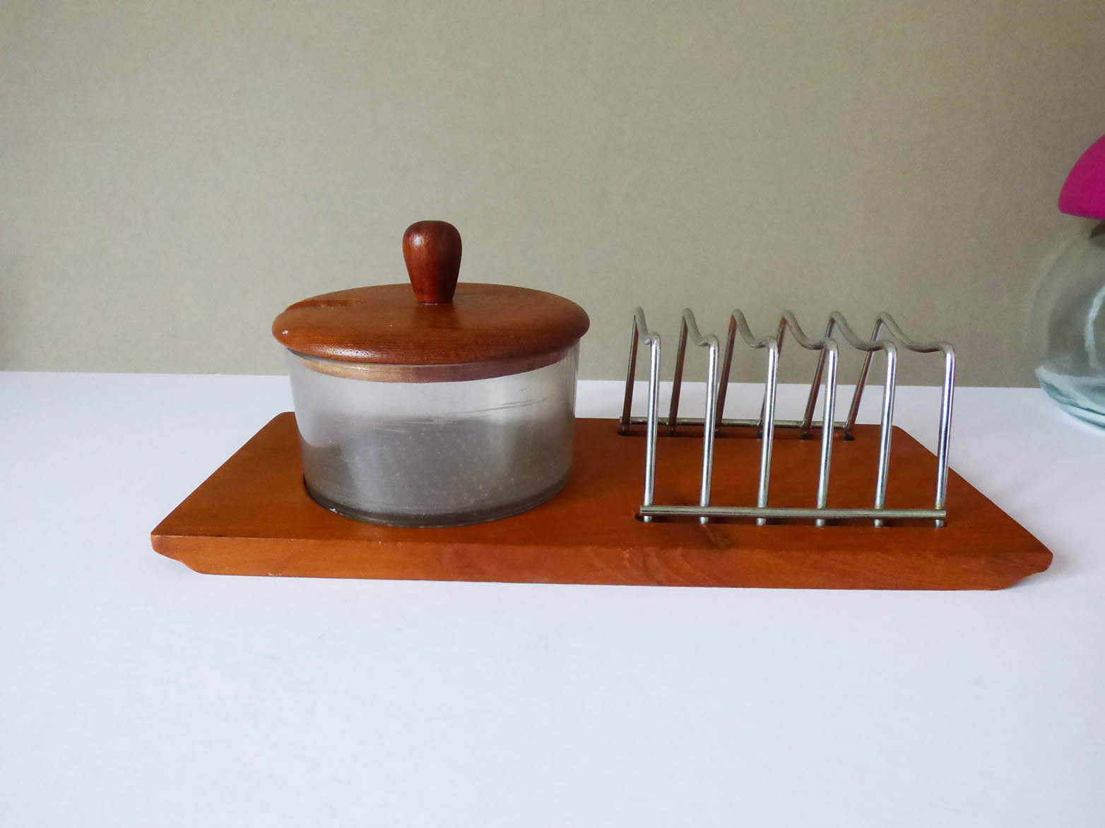 Teak Vintage Jam Pot and toast rack