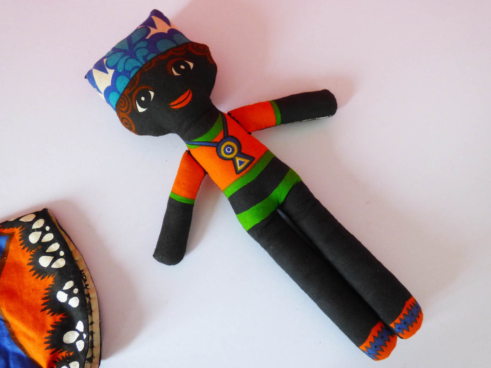Vintage 1970's African doll cloth doll in traditional dress