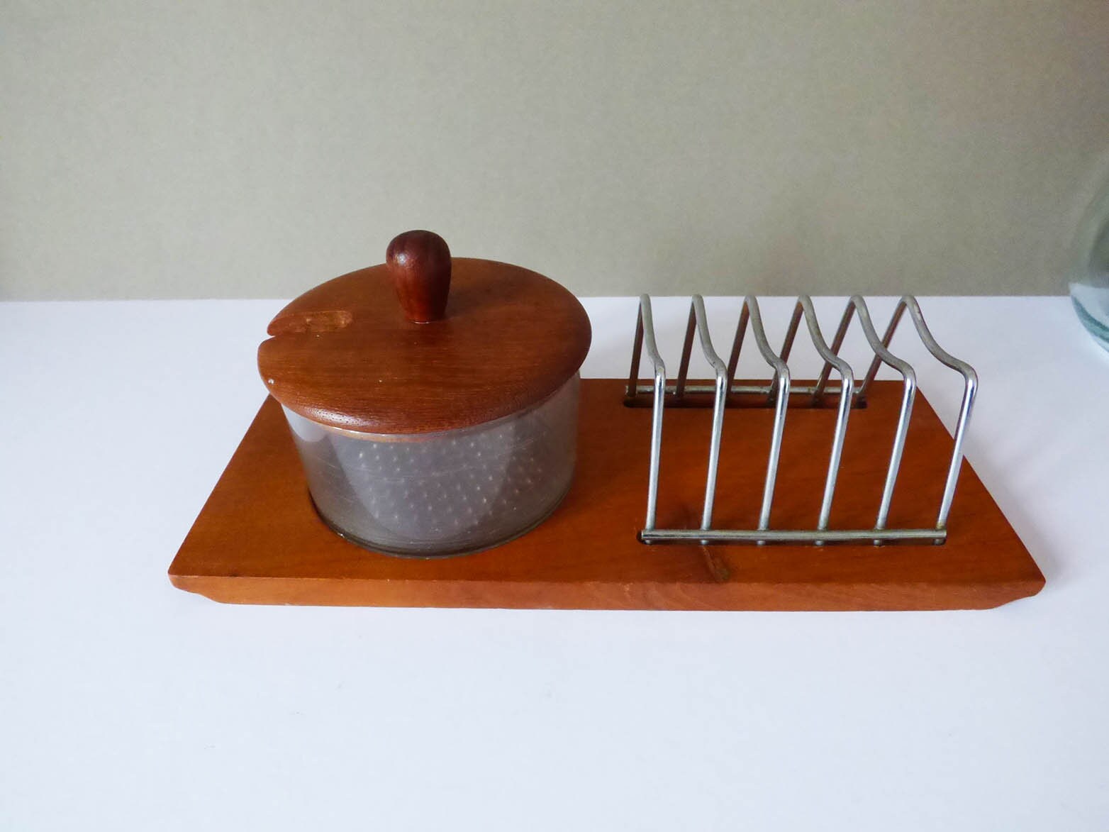 Teak Vintage Jam Pot and toast rack