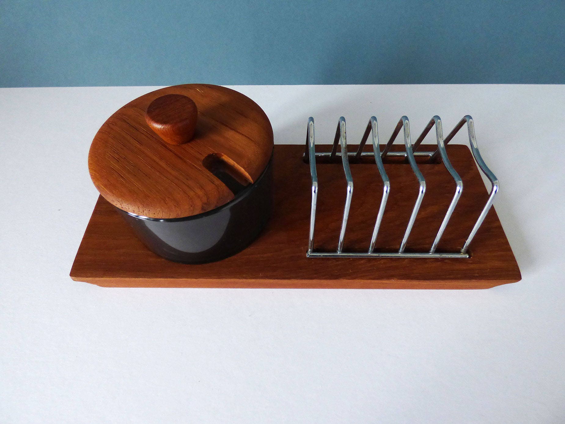 Teak Vintage Jam Pot and toast rack