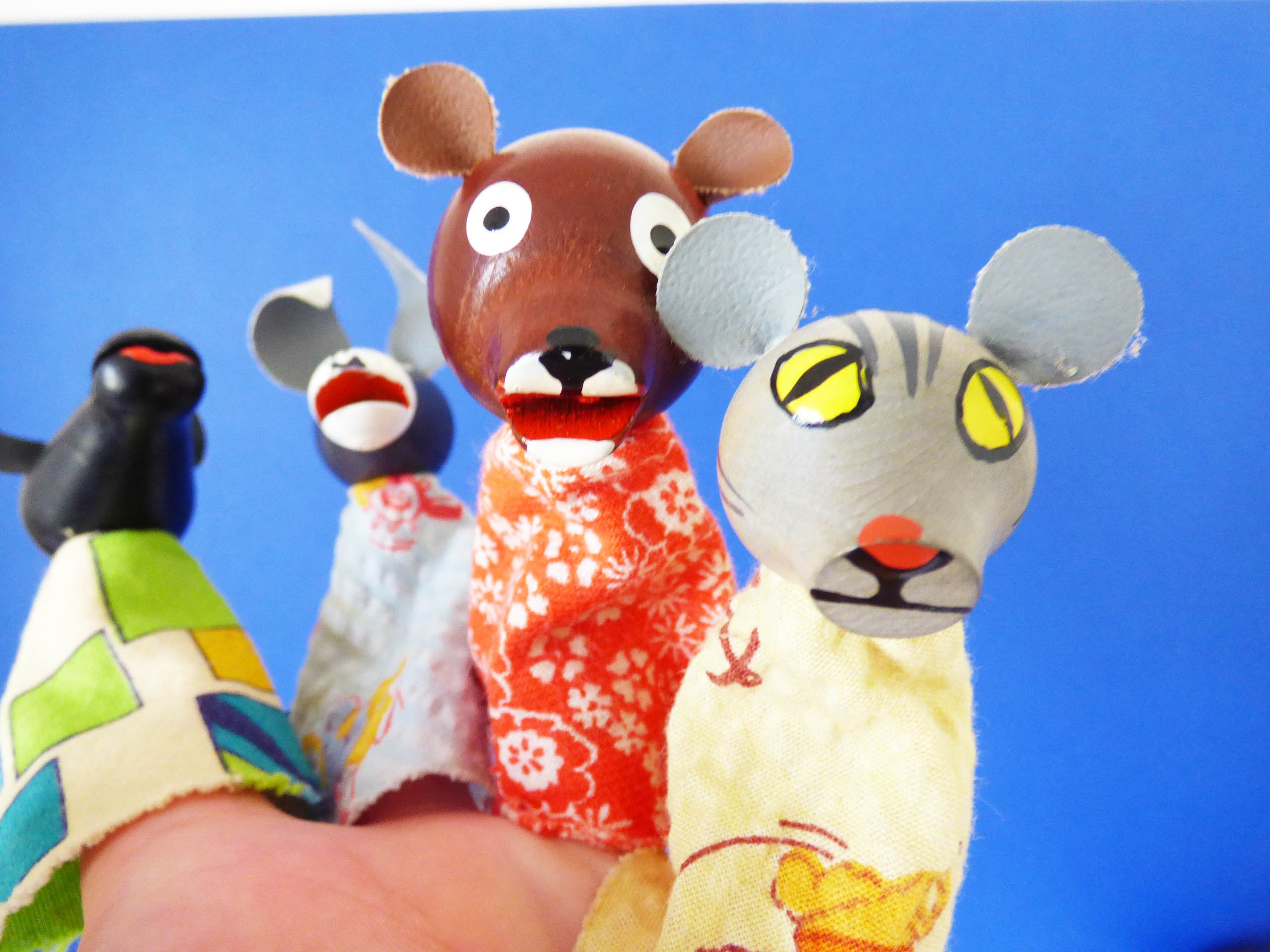 Vintage wooden finger puppets from Czechoslovakia