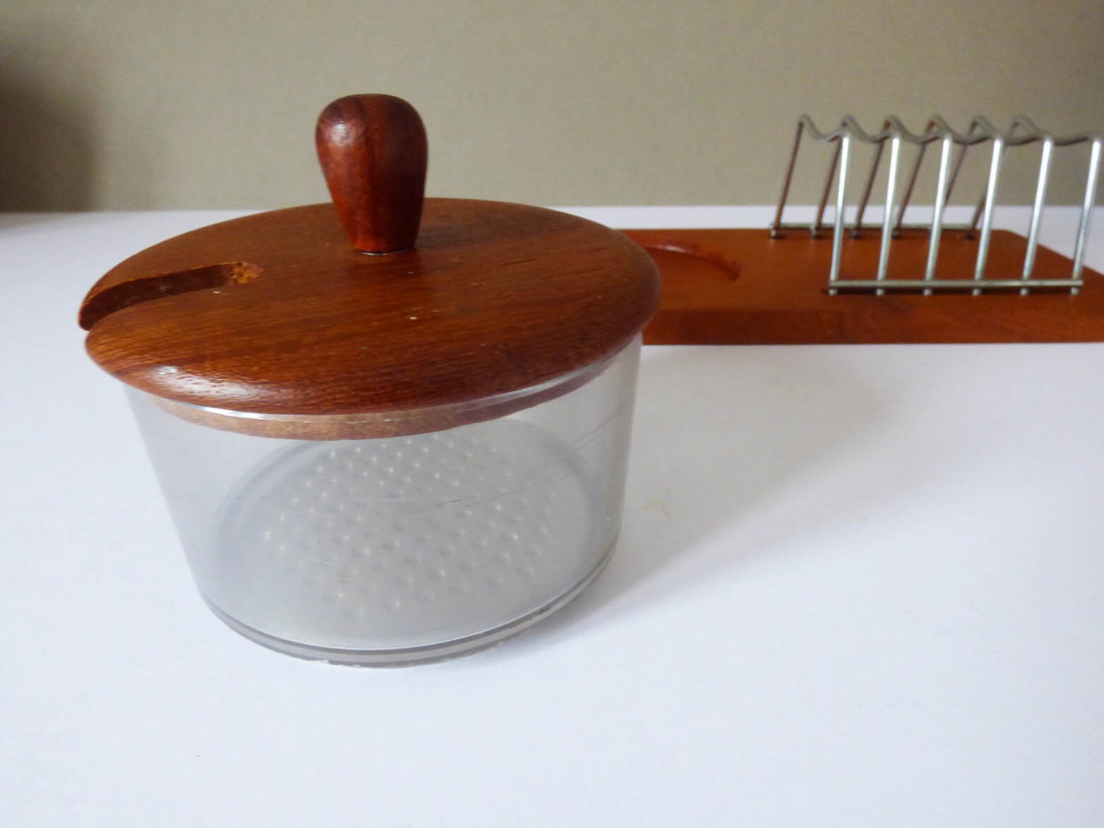 Teak Vintage Jam Pot and toast rack