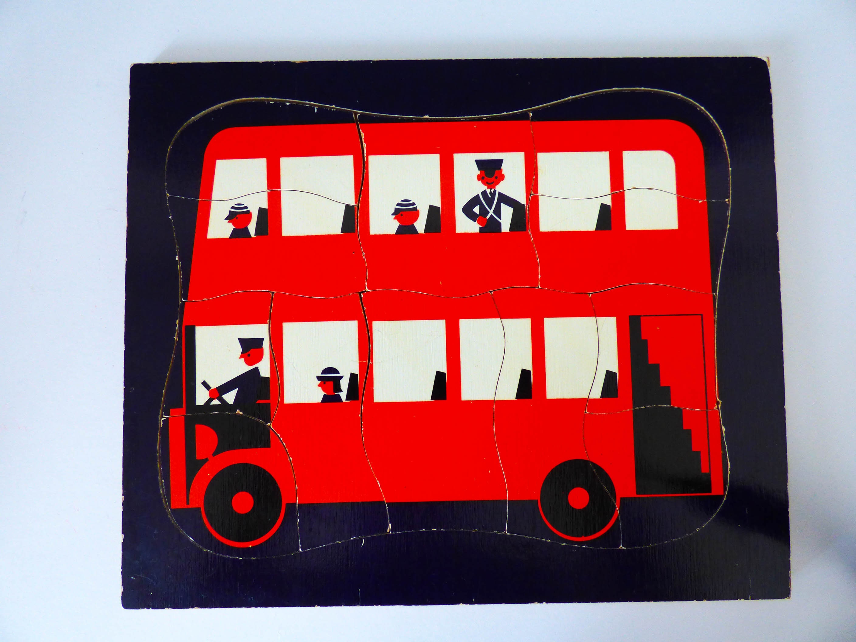 Bus Puzzle Vintage wooden tray puzzle London 1960's Galt toys