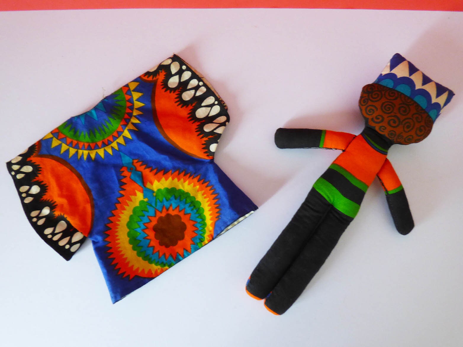 Vintage 1970's African doll cloth doll in traditional dress