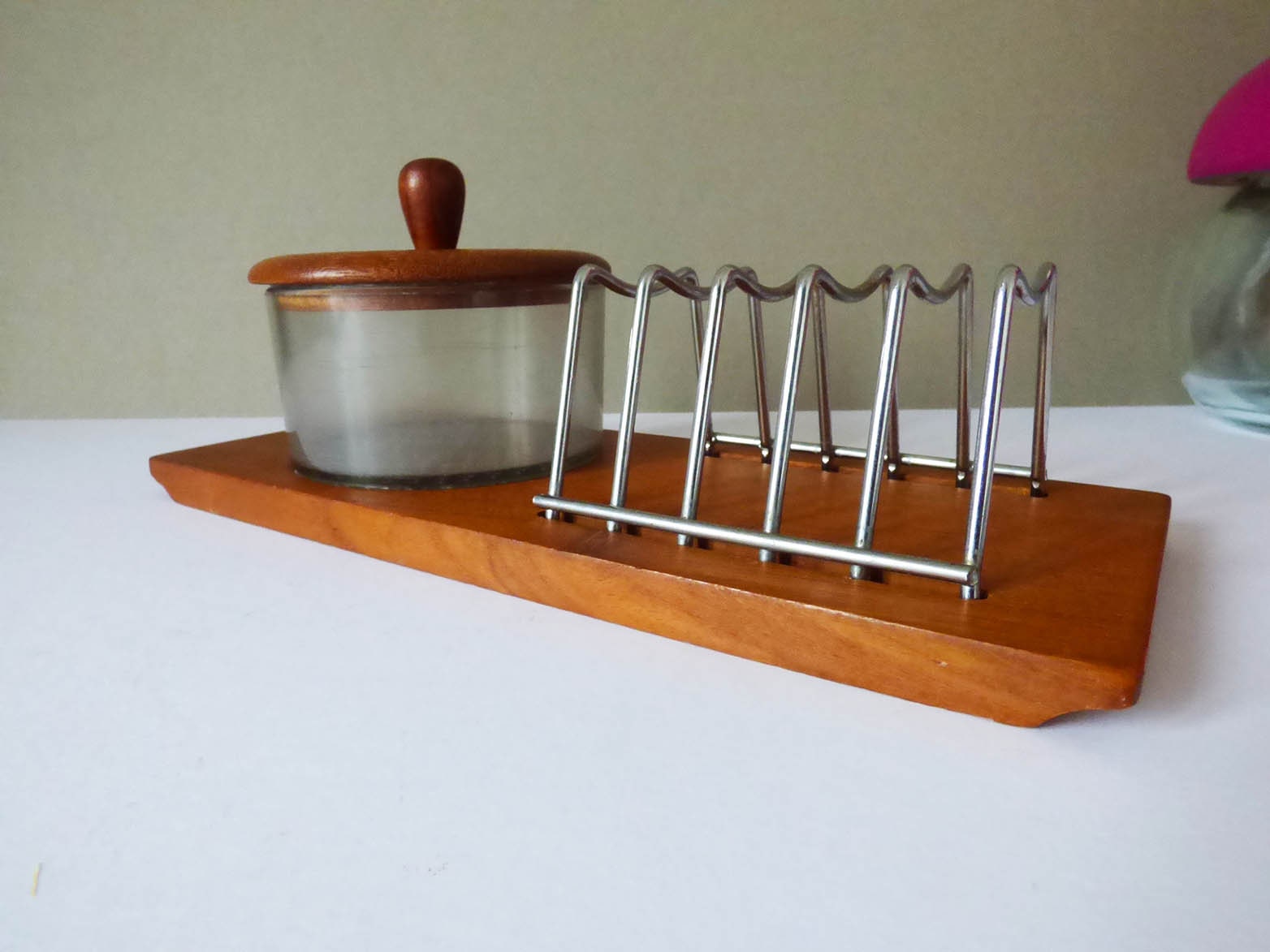Teak Vintage Jam Pot and toast rack