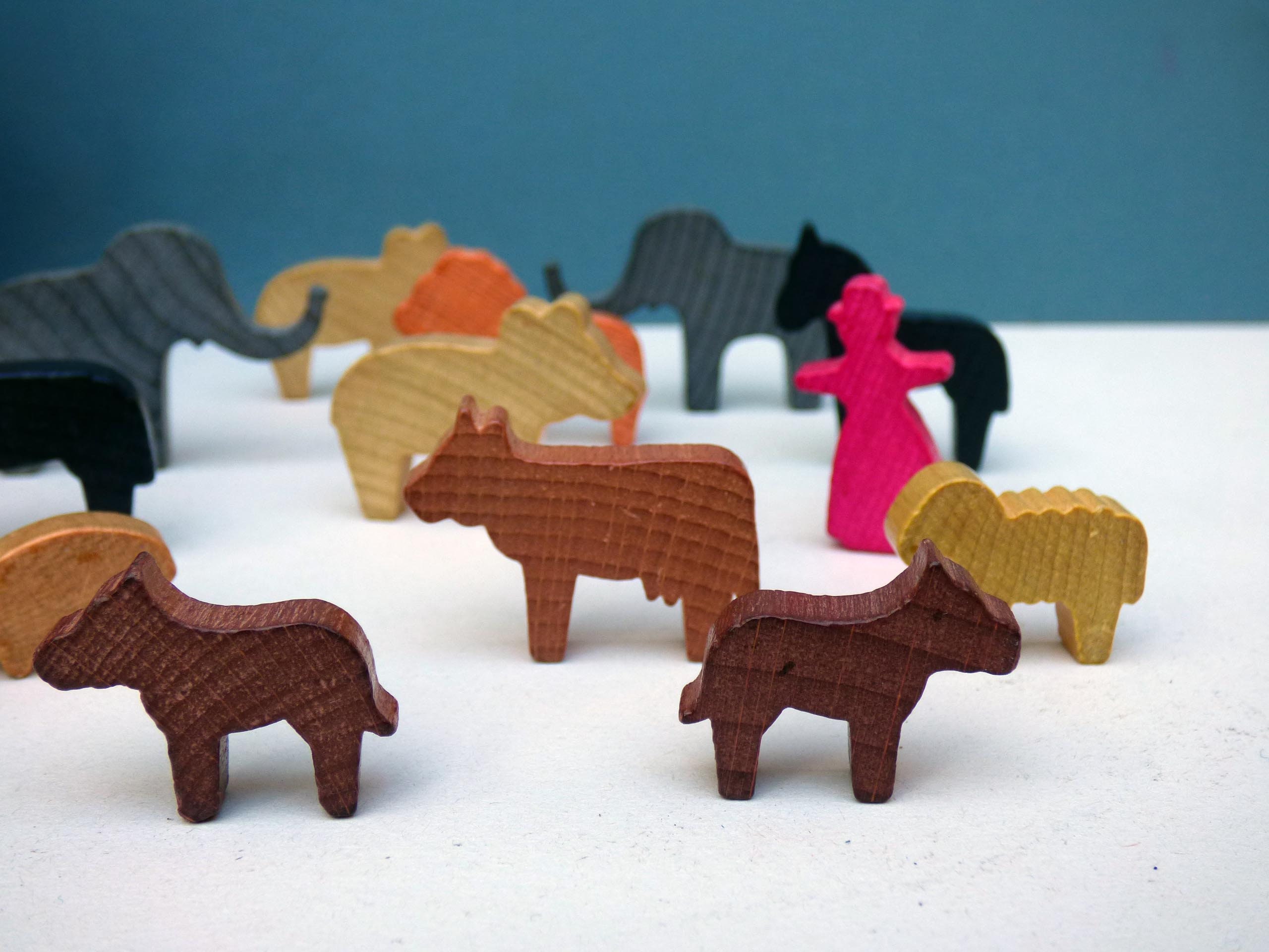 Vintage West German wooden animals Erzgebirge 1970s wooden toy miniatures