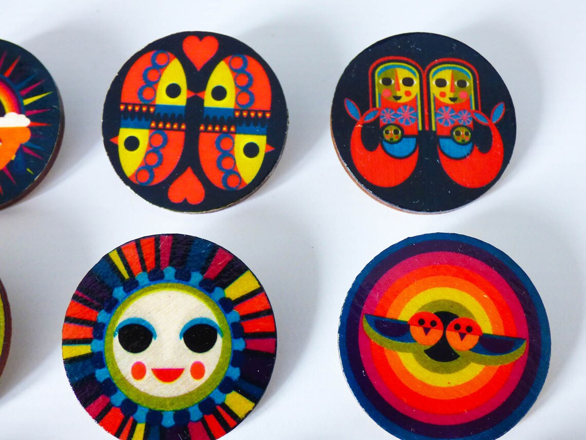 Wooden Brooches by Jay Kaye unique quirky gift | Etsy