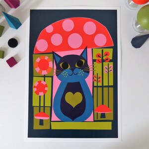 Toadstool Cat Print by Jay Kaye A4 or A3 Sized Print - Etsy
