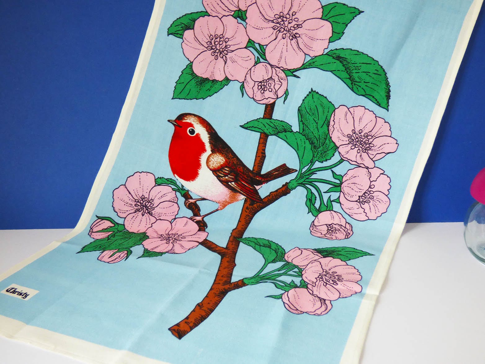 1960s Robin Bird tea towel