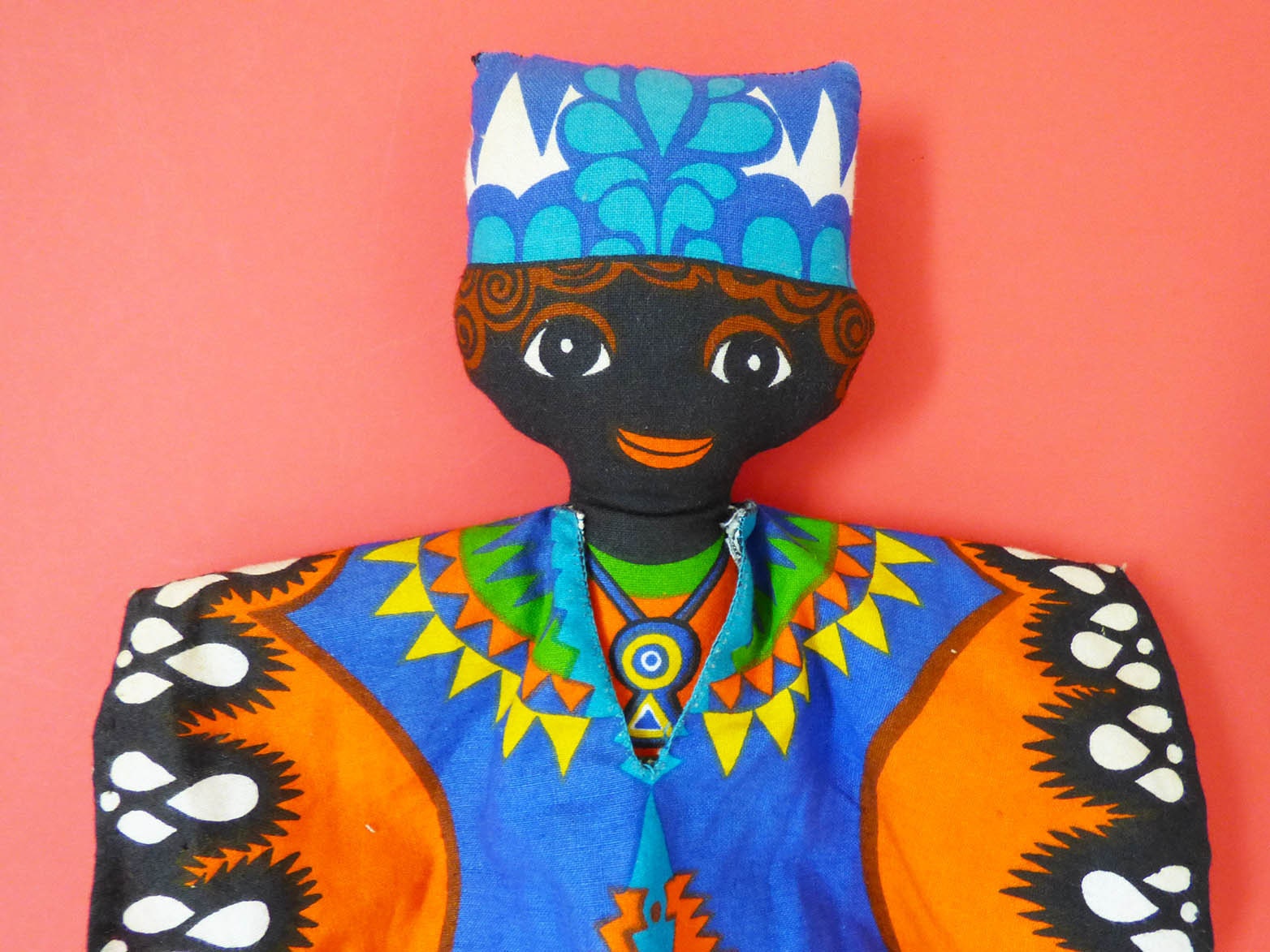 Vintage 1970's African doll cloth doll in traditional dress
