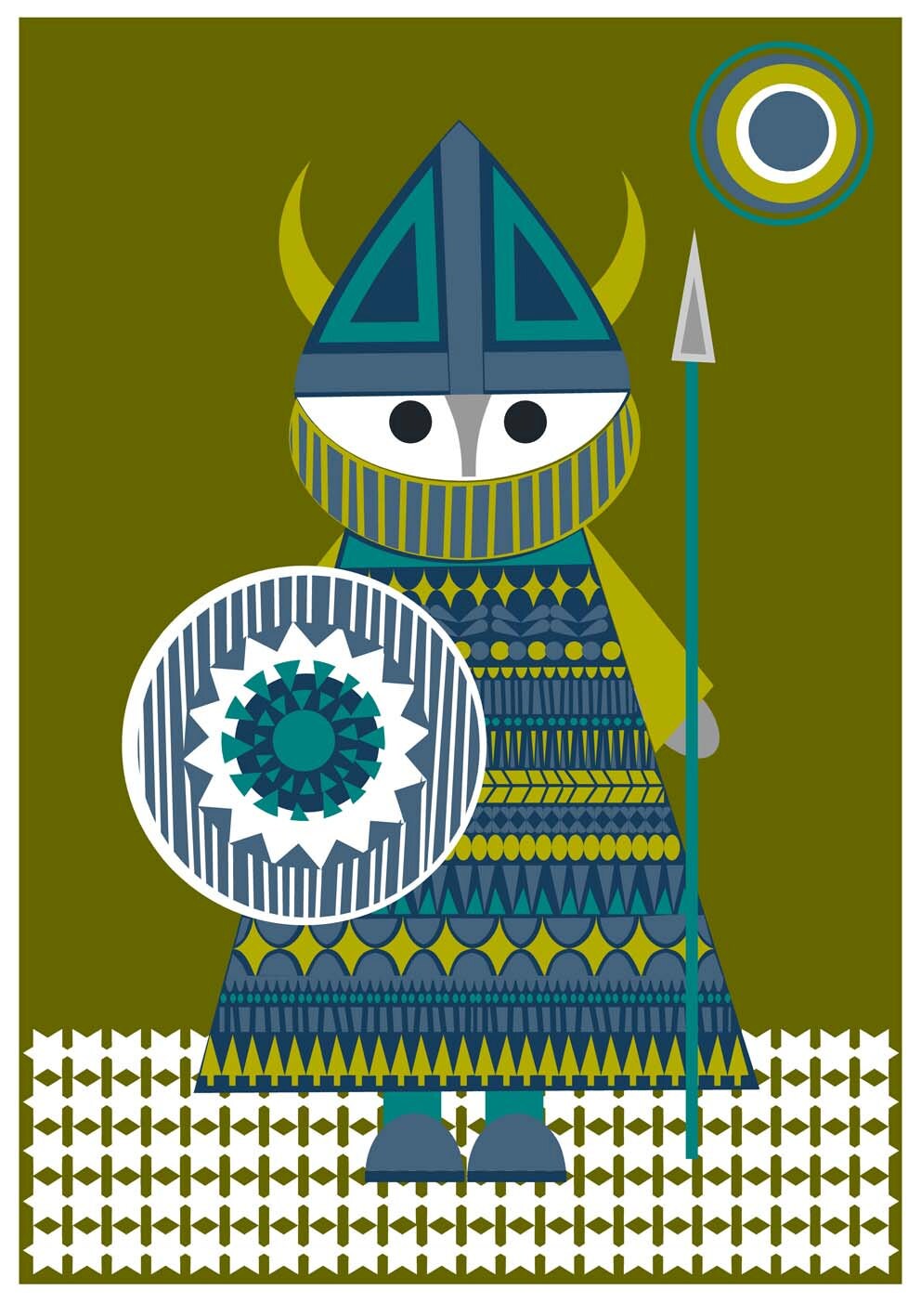 Vintage inspired Danish Viking A3 print Vintage Mid-century style print